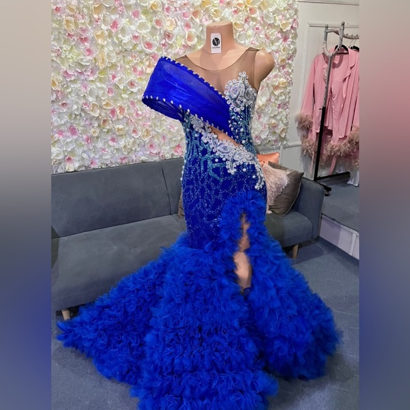 N.Murray | Dresses | Royal Blue And Silver Prom Dress | Poshmark